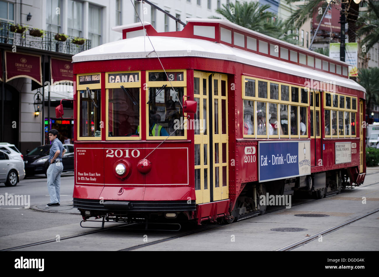 New Orleans red Streetcar Stock Photo - Alamy