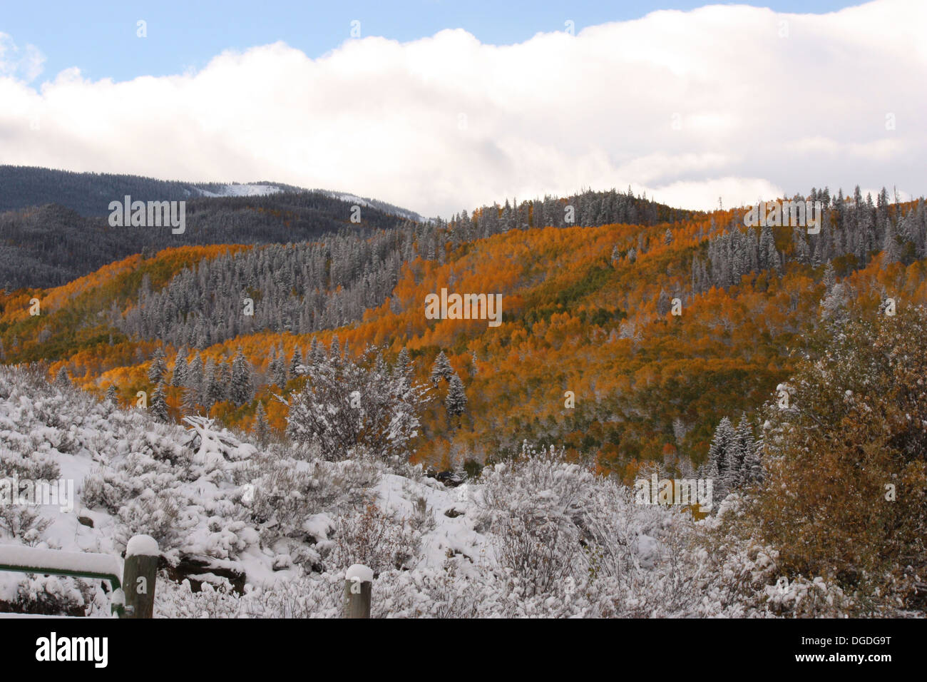 Autumn Meets Winter in the Rocky Mountains Stock Photo - Alamy
