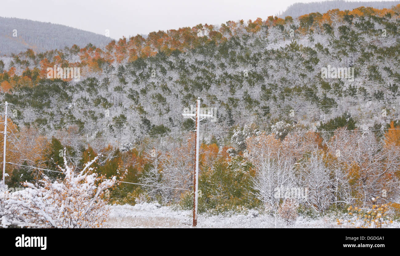Autumn Meets Winter in the Rocky Mountains Stock Photo - Alamy
