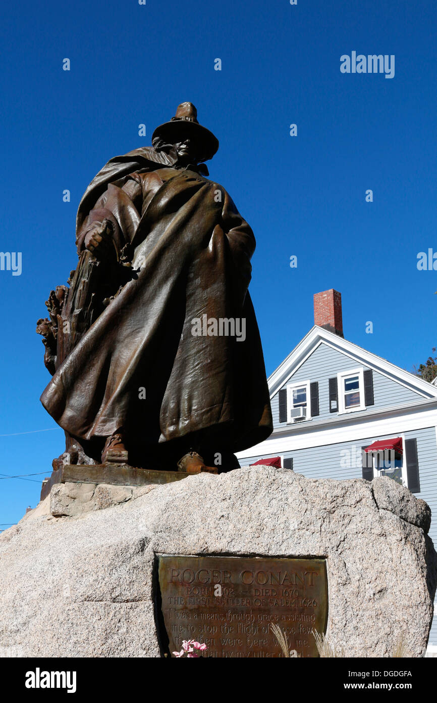 A statue of Roger Conant, the founder of Salem, Massachusetts Stock ...