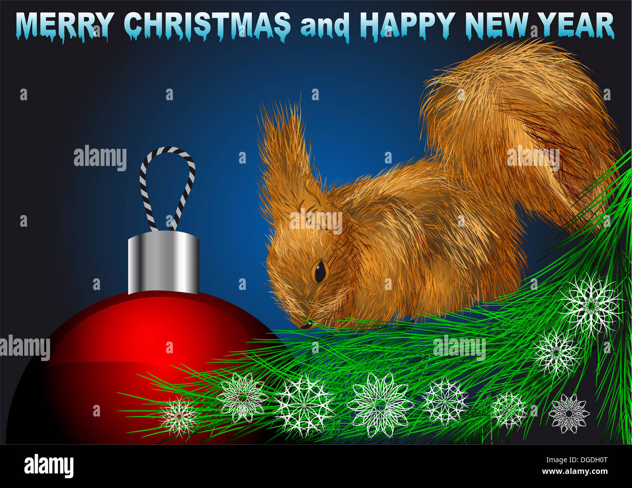Christmas background with a squirrel Stock Photo - Alamy