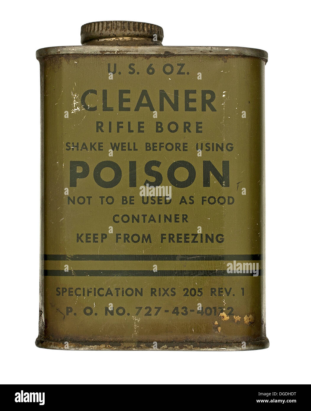 vintage military rifle cleaner bore canteen over white Stock Photo - Alamy