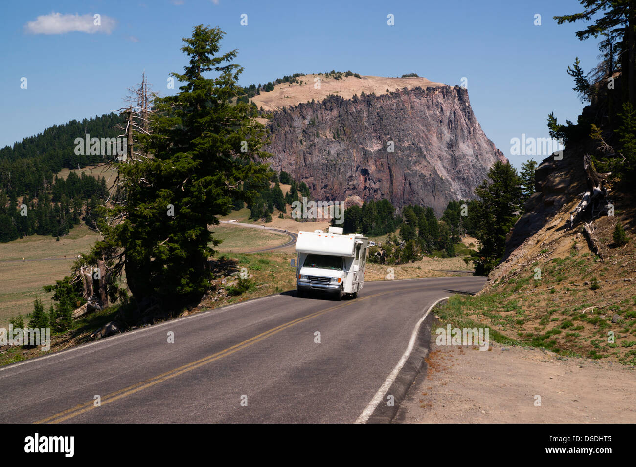 An RV moves down the highway in the Northwest Stock Photo - Alamy