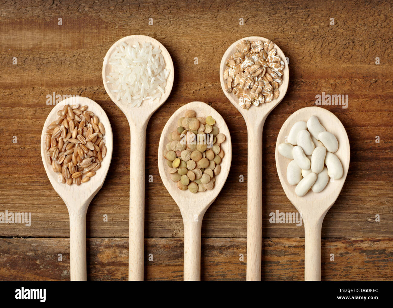 collection of various food ingrediants in wooden spoon Stock Photo - Alamy