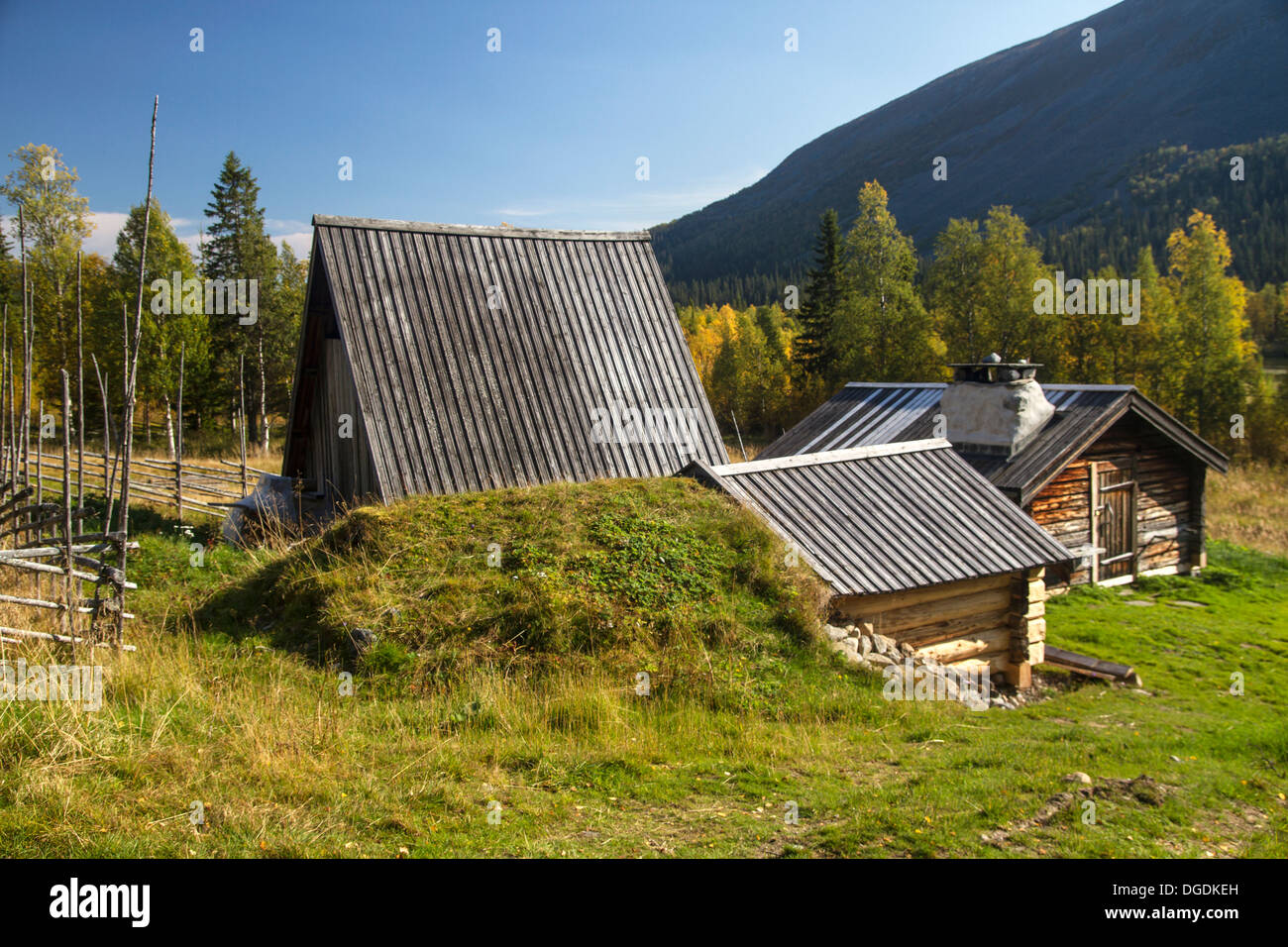 Swedish traditional wooden cabins in the mountains Stock Photo - Alamy