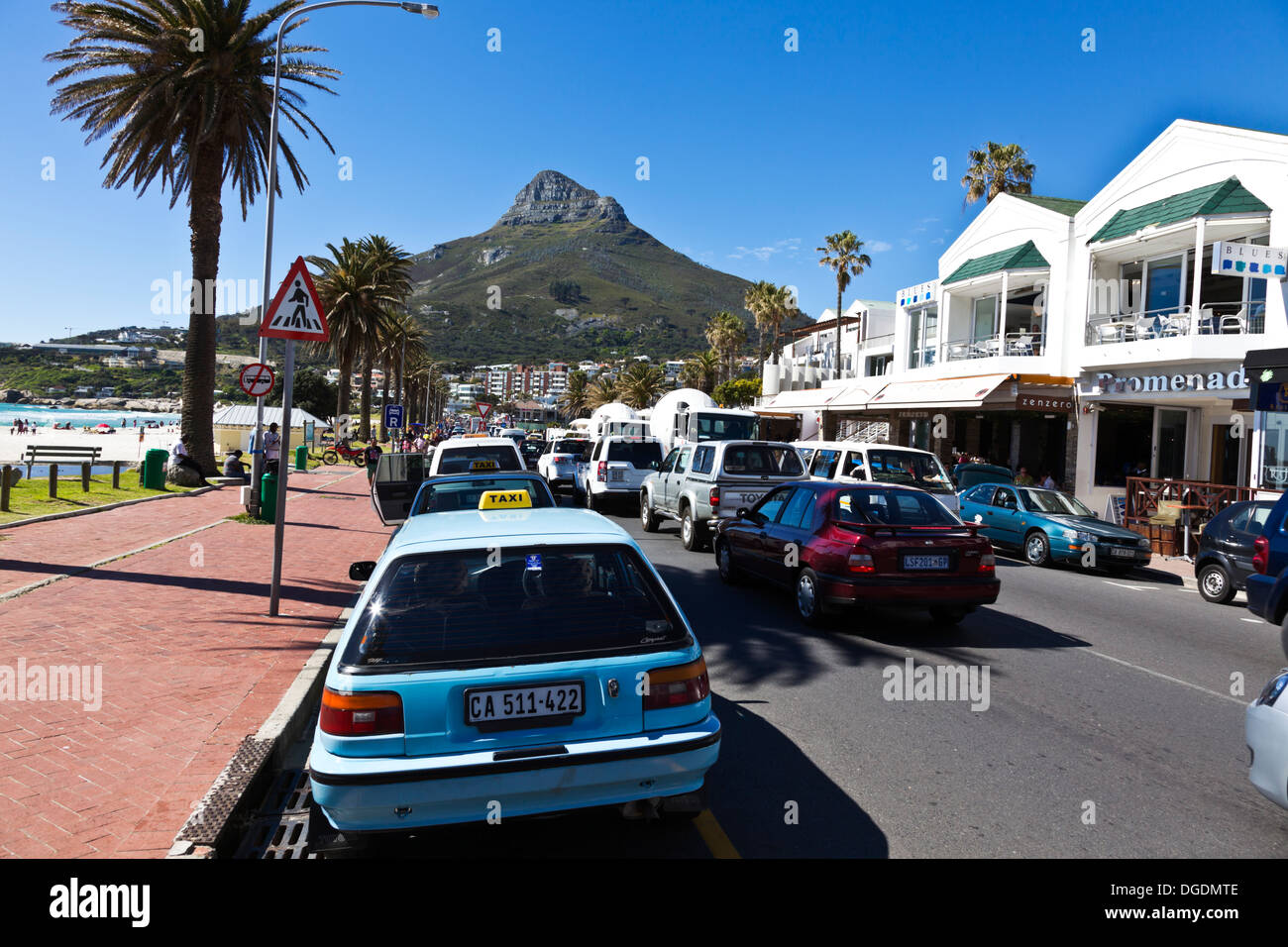 The beachfront cafés and restaurants along the Camps Bay beach front ...