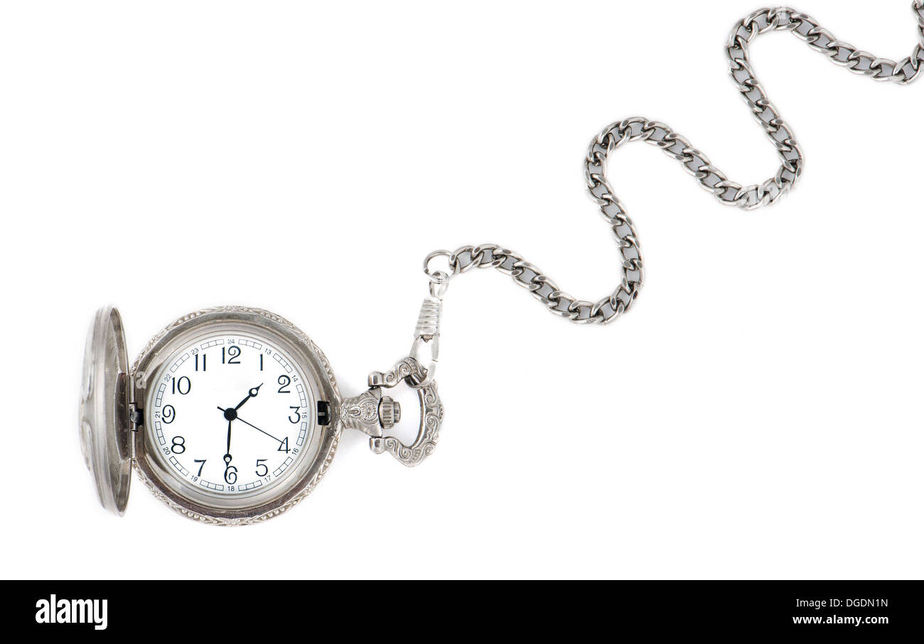 Antique watch with a chain isolated on a white background Stock Photo ...