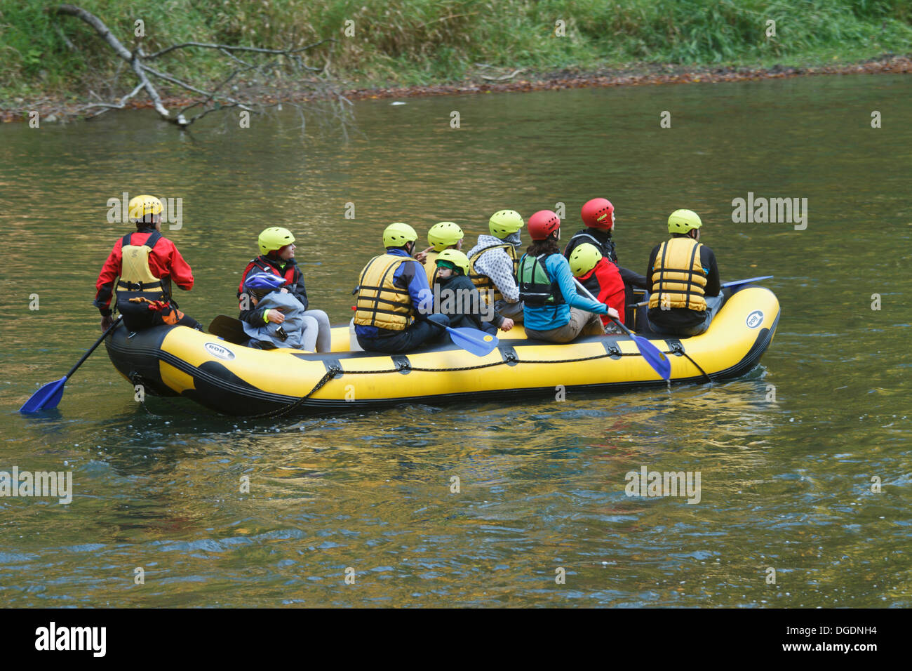 Rafting through Dunajec river gorge, the Pieniny mountains, Poland ...