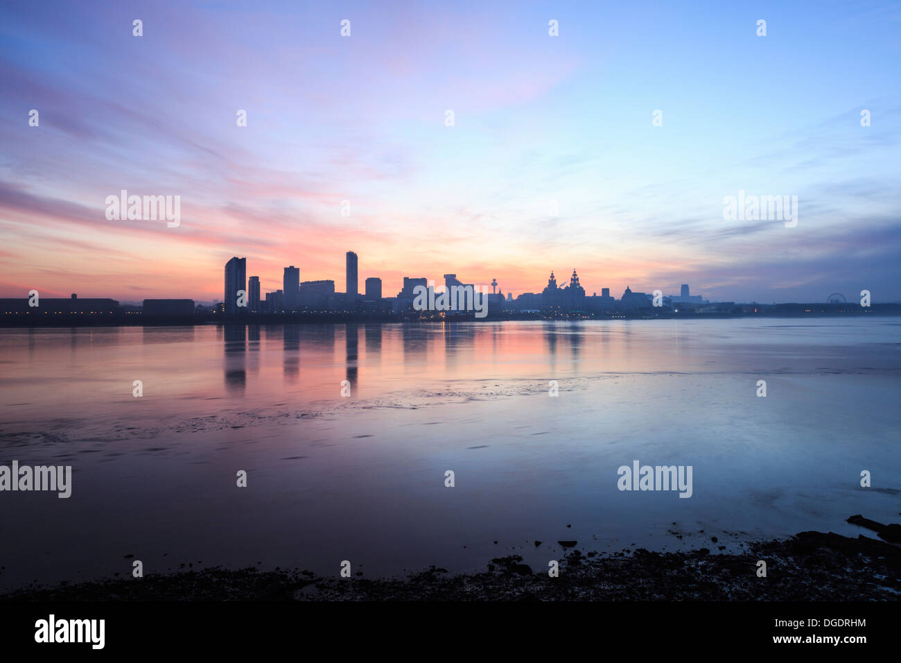 Liverpool Skyline Waterfront sunrise Stock Photo - Alamy