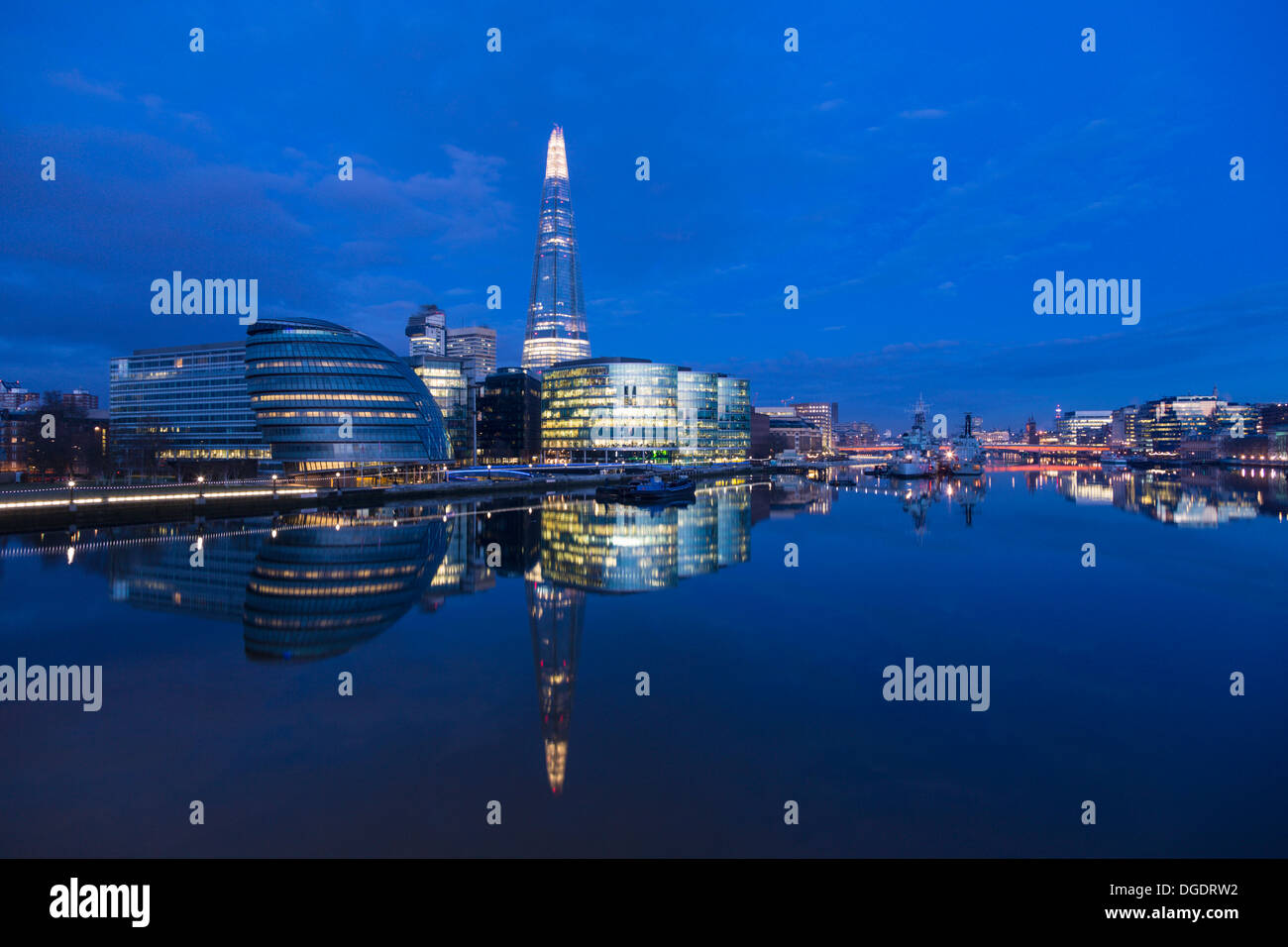 City Hall Shard twilight London England Stock Photo - Alamy
