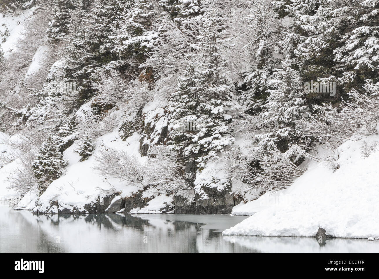 Winter at Portage Creek, Alaska - a cold winter scene with heavy snow ...