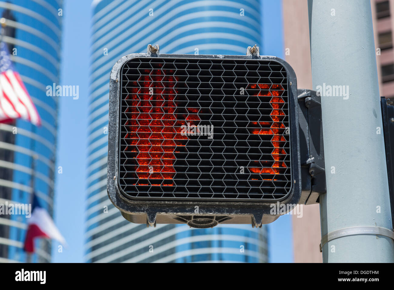 Pedestrian stop sign at traffic light Houston USA Stock Photo - Alamy