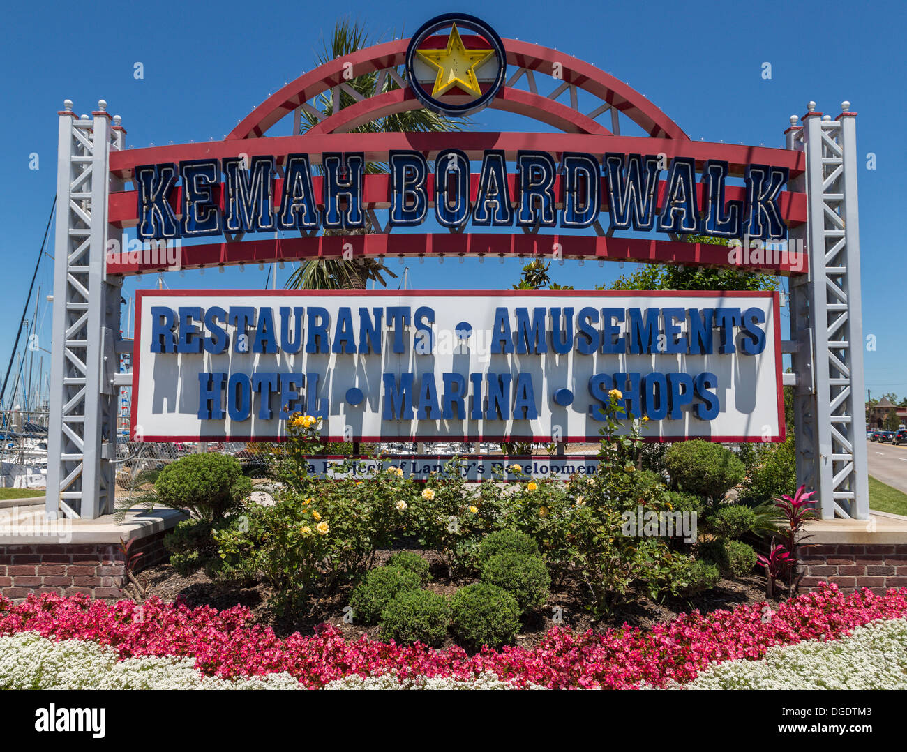 Welcome to Kemah Boardwalk sign Texas USA Stock Photo - Alamy