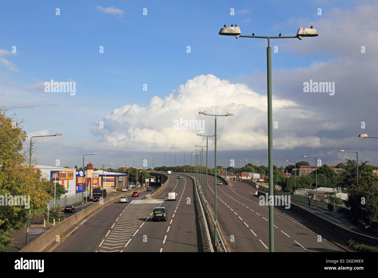 A316 dual carriageway road at Apex Corner Hanworth, SW London, England ...