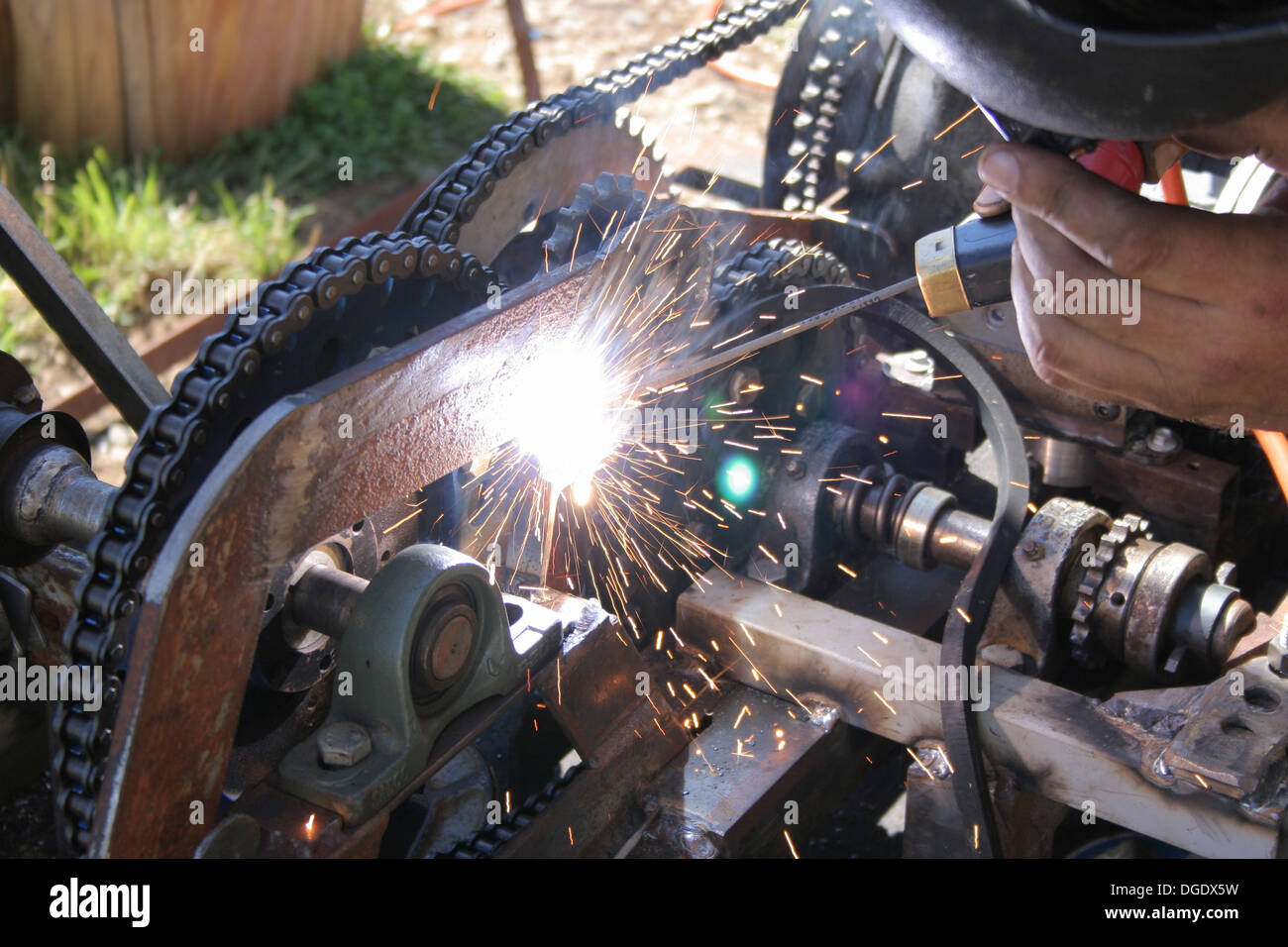 Machinery under construction being welded together Stock Photo - Alamy