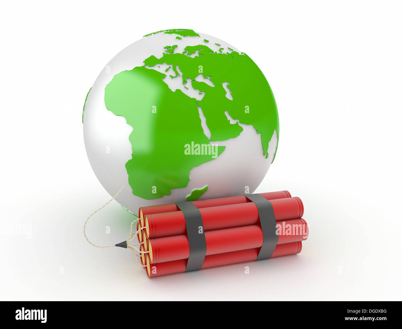 Earth with dynamite on white isolated background. 3d Stock Photo - Alamy