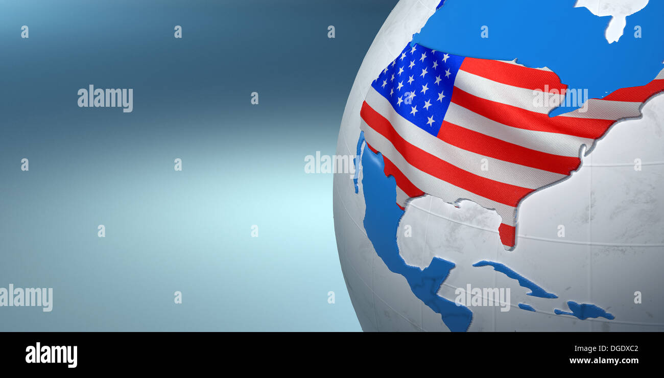 Map of the USA on Earth in the national colors. 3D Stock Photo - Alamy