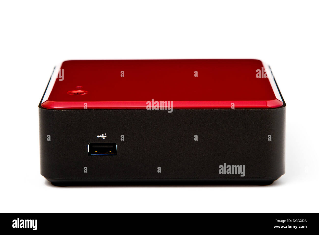 Cut-out image showing the front USB connection on a modern mini desktop ...