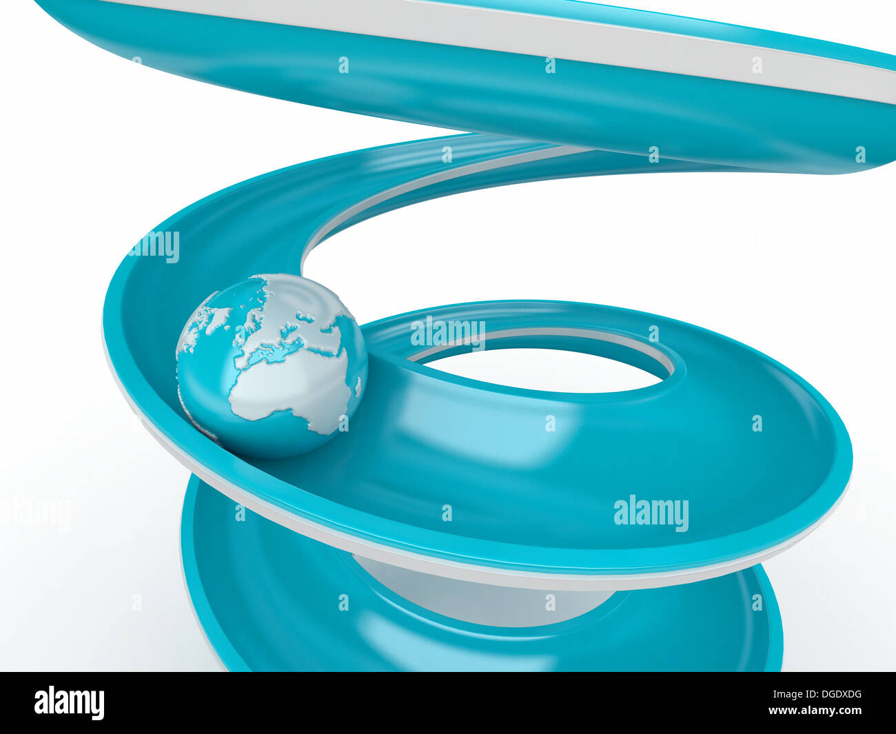 Earth rolling in a spiral on white isolated background. 3d Stock Photo ...