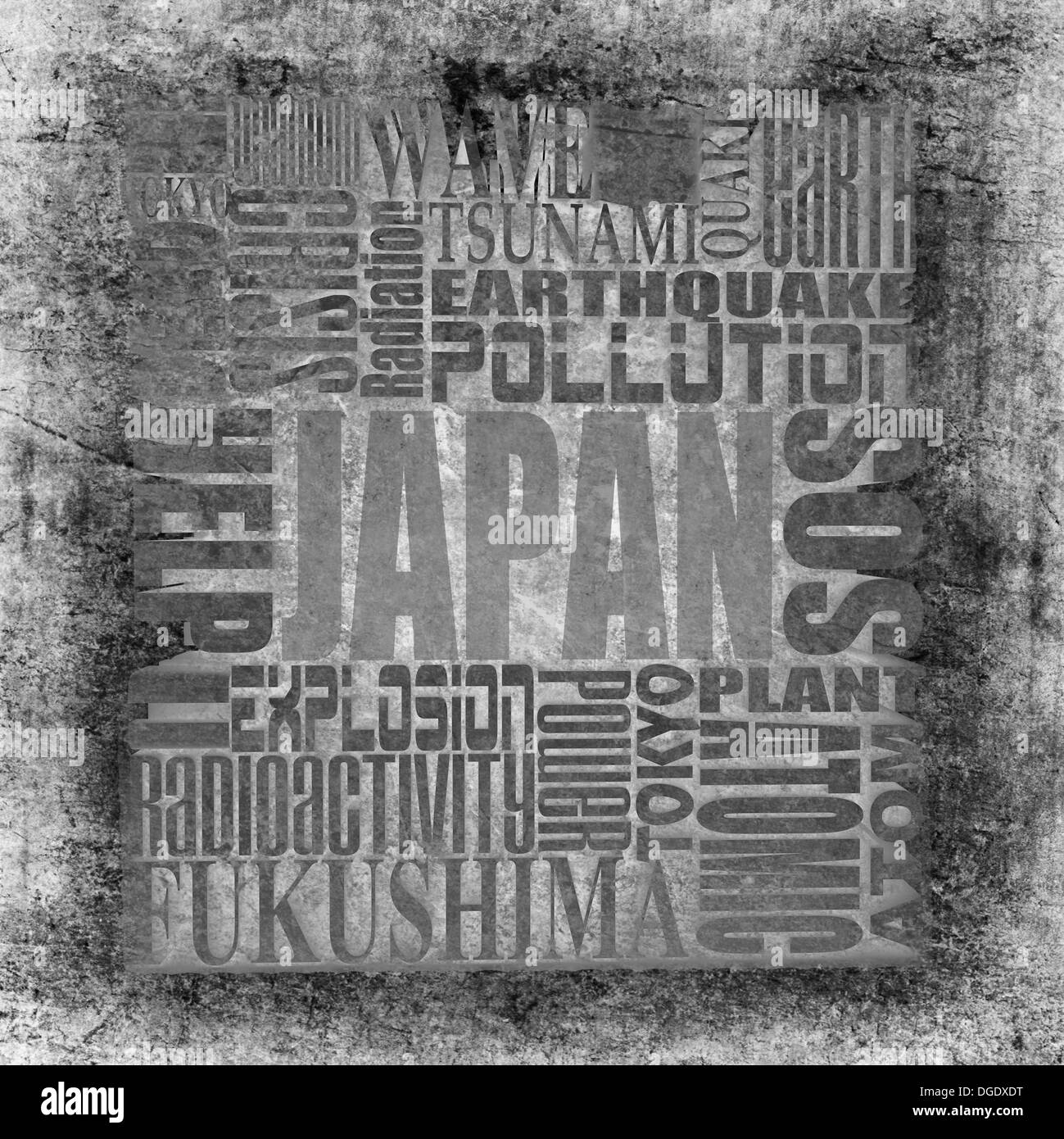 Tragedy in Japan. Abstract text dirty background Stock Photo - Alamy