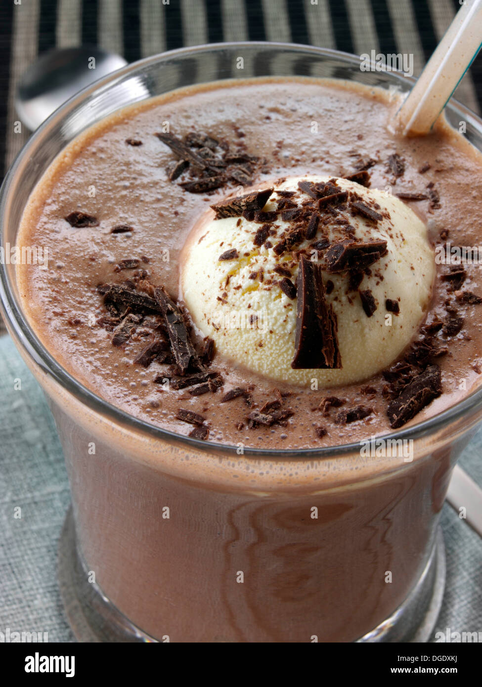 Chocolate smoothie chug a lug Stock Photo - Alamy