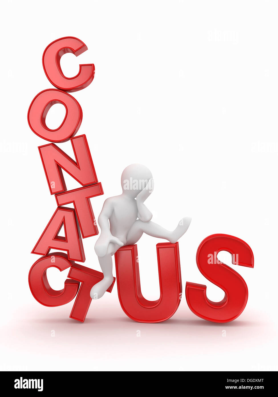 Men on text contact us on white isolated background. 3d Stock Photo - Alamy