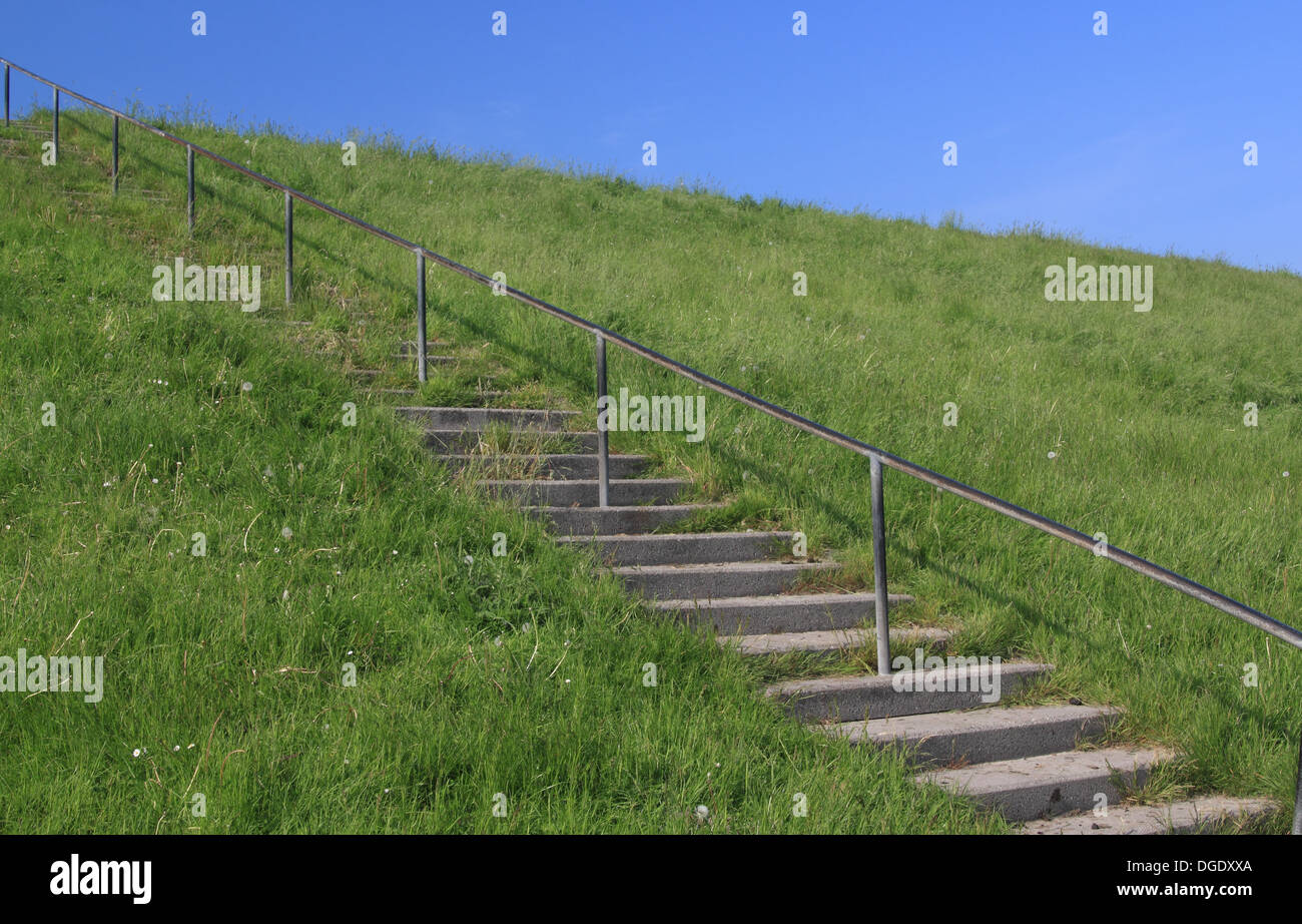 stairs on levee and blue sky Stock Photo - Alamy