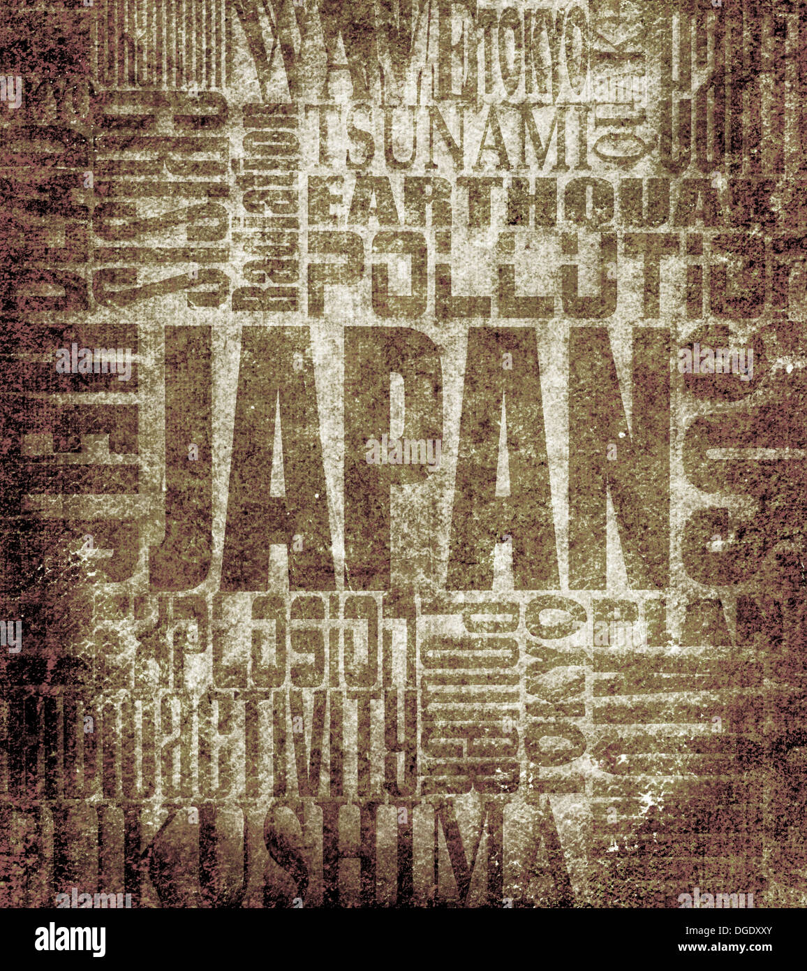 Tragedy in Japan. Abstract text dirty background Stock Photo - Alamy