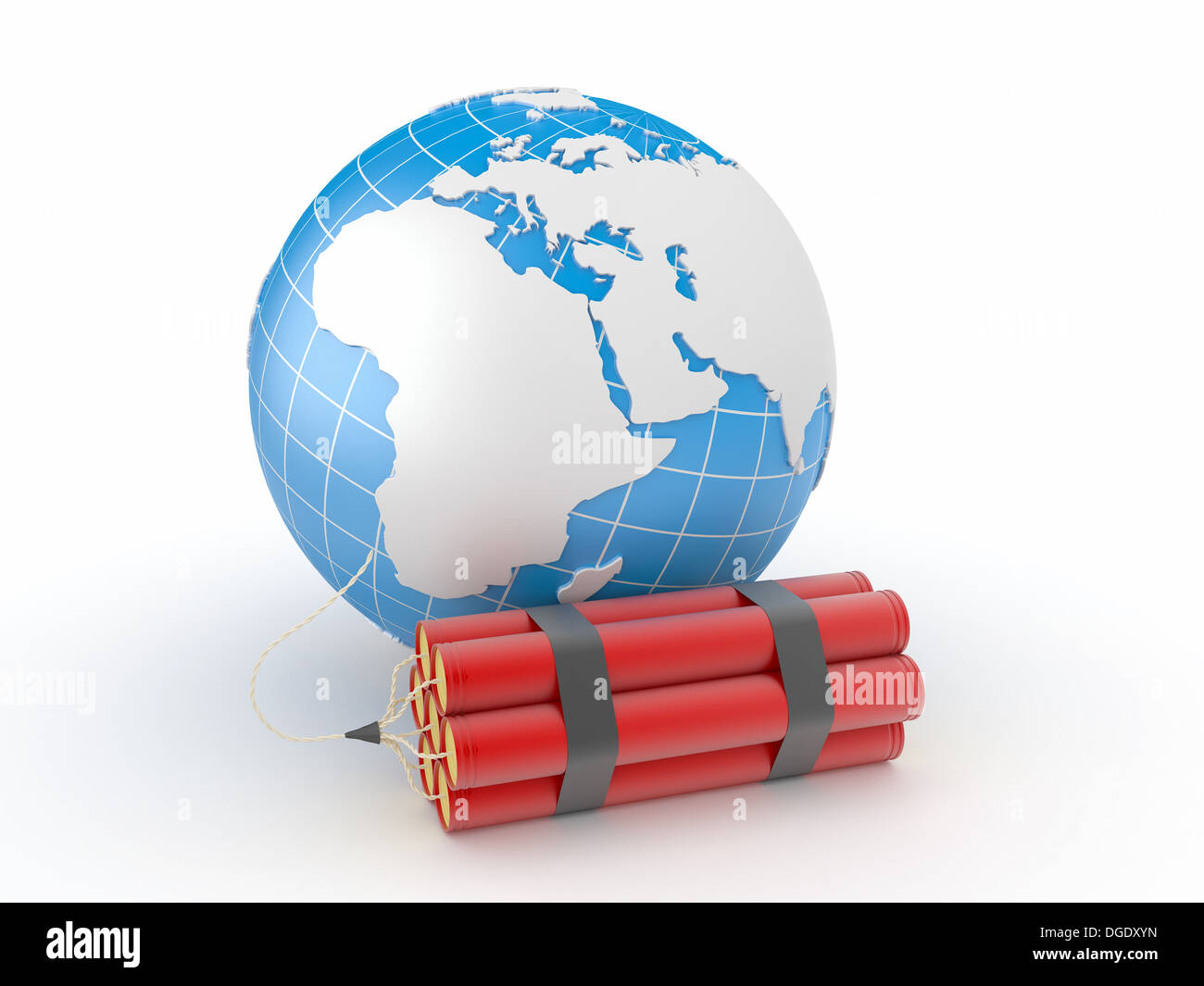 Earth with dynamite on white isolated background. 3d Stock Photo - Alamy