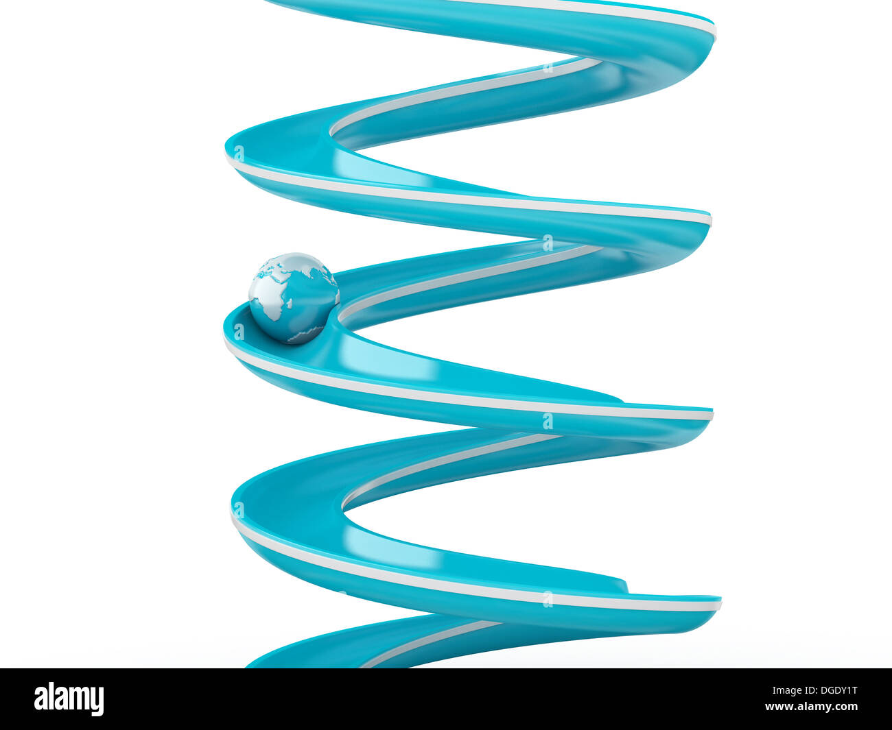 Earth rolling in a spiral on white isolated background. 3d Stock Photo ...