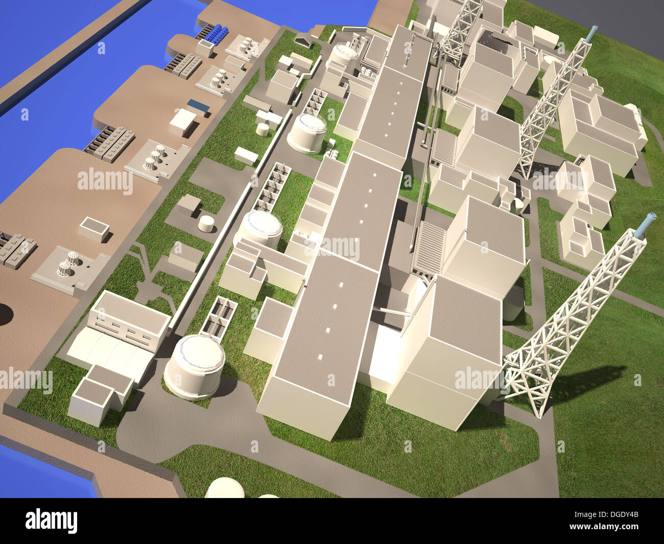 Three-dimensional layout of Fukushima nuclear plant. 3d Stock Photo - Alamy