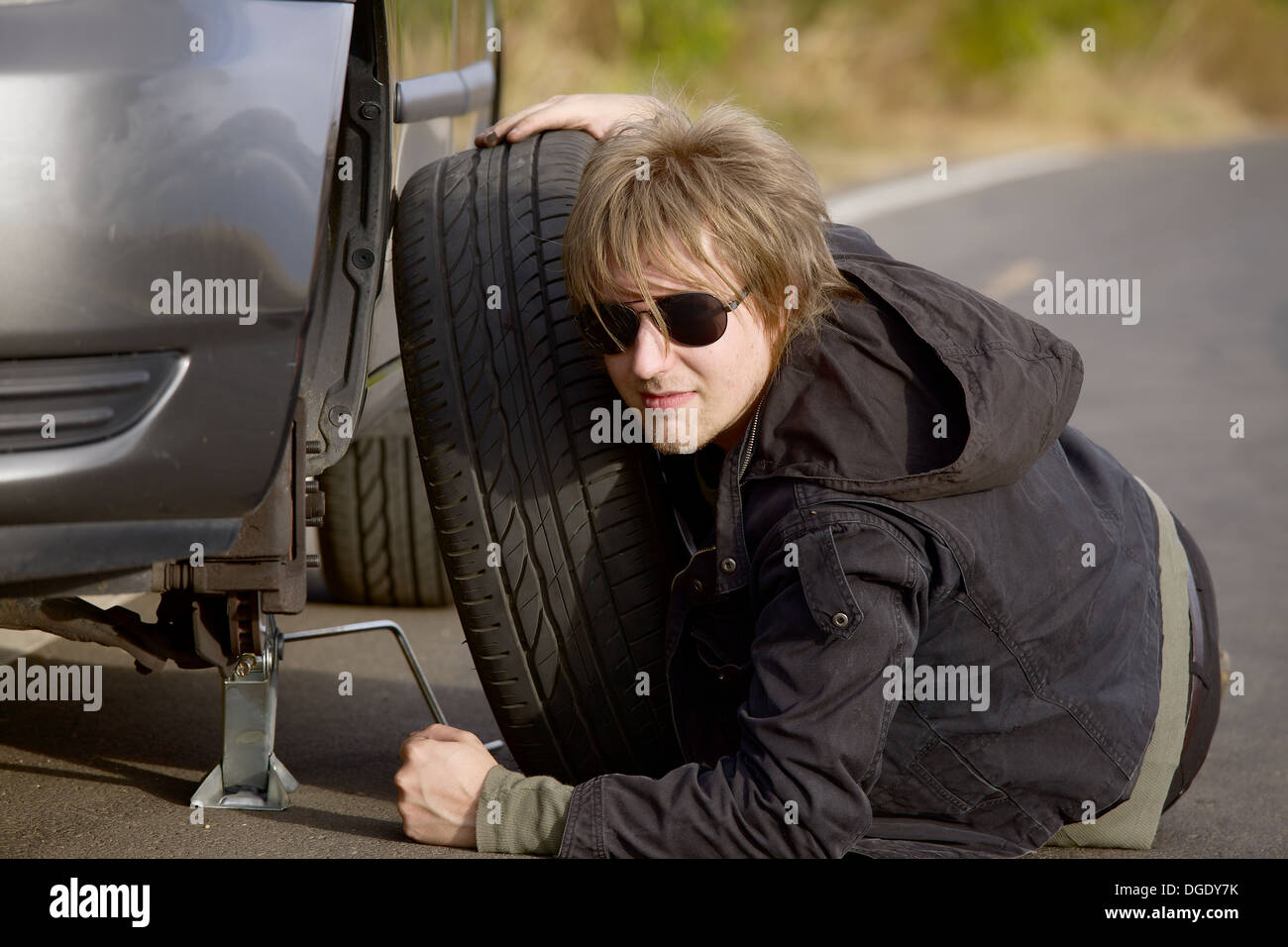 Broken tyre hi-res stock photography and images - Alamy