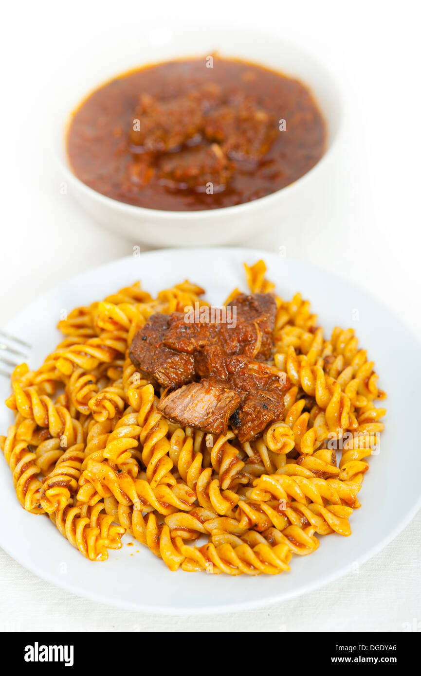 fusilli pasta al dente with neapolitan style ragu meat sauce very ...