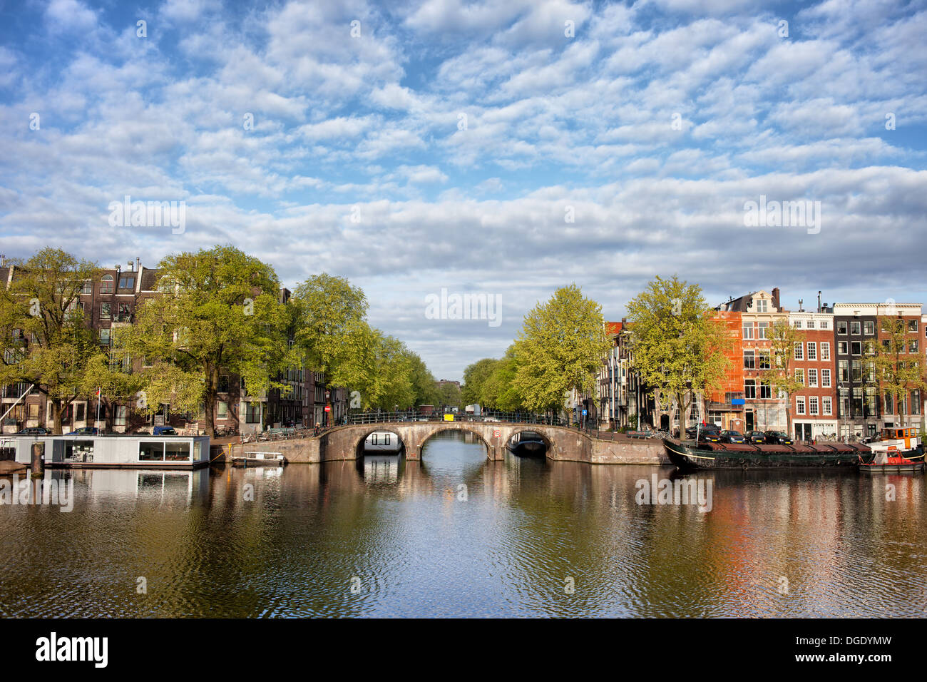 River view of Amsterdam in the Netherlands, North Holland province ...