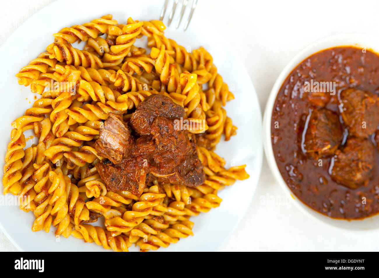 fusilli pasta al dente with neapolitan style ragu meat sauce very ...