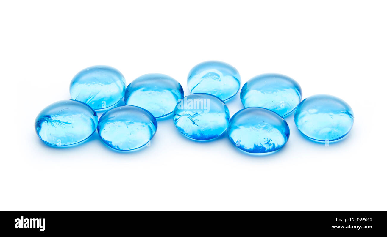 blue glass beads isolated on white background Stock Photo - Alamy