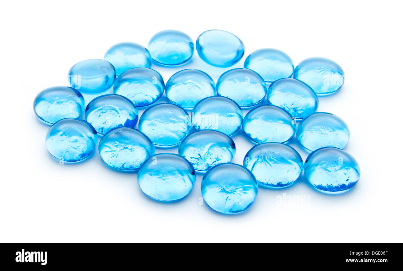 blue glass beads isolated on white background Stock Photo - Alamy