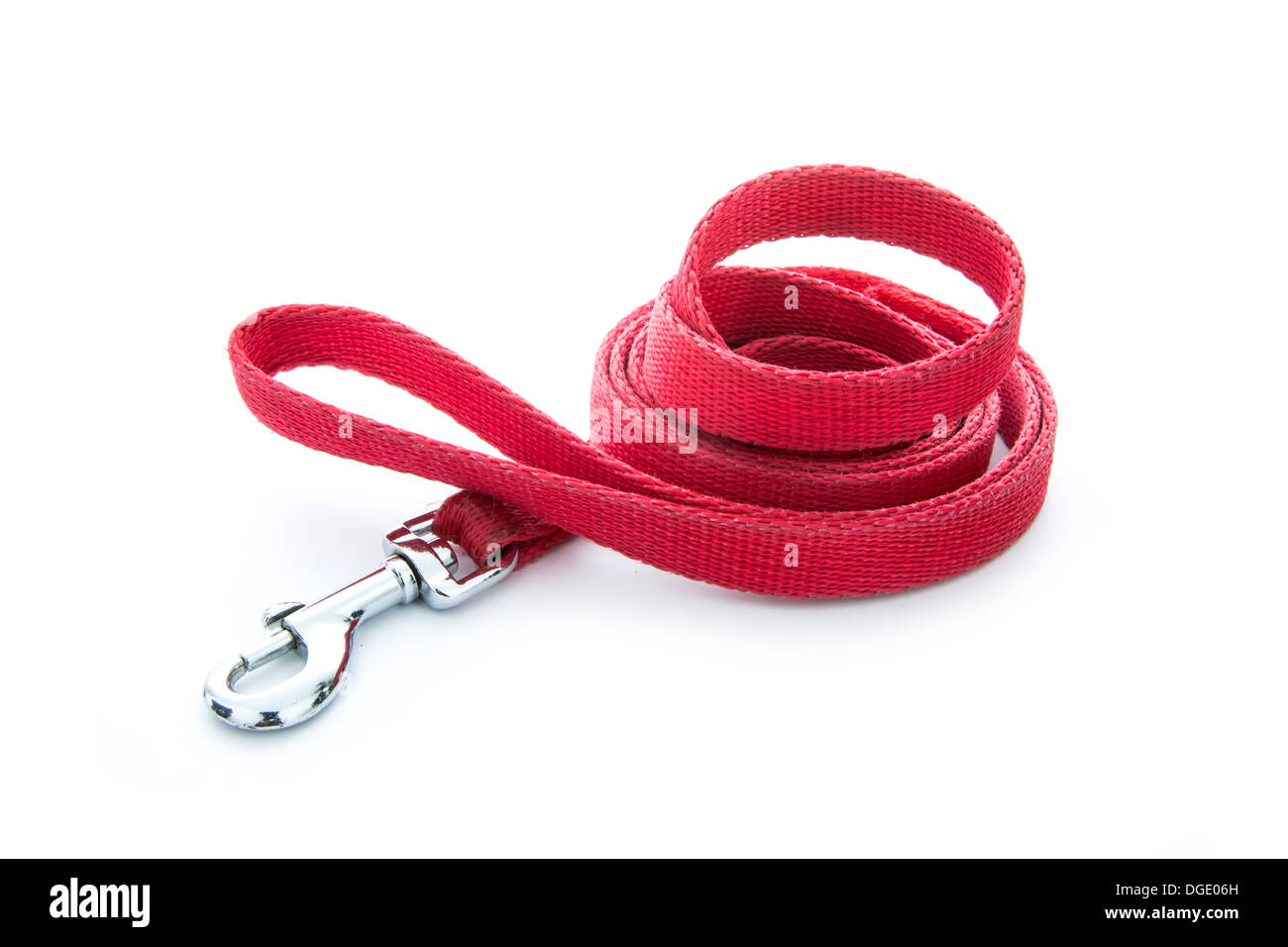 red dog leash isolated on white background Stock Photo - Alamy