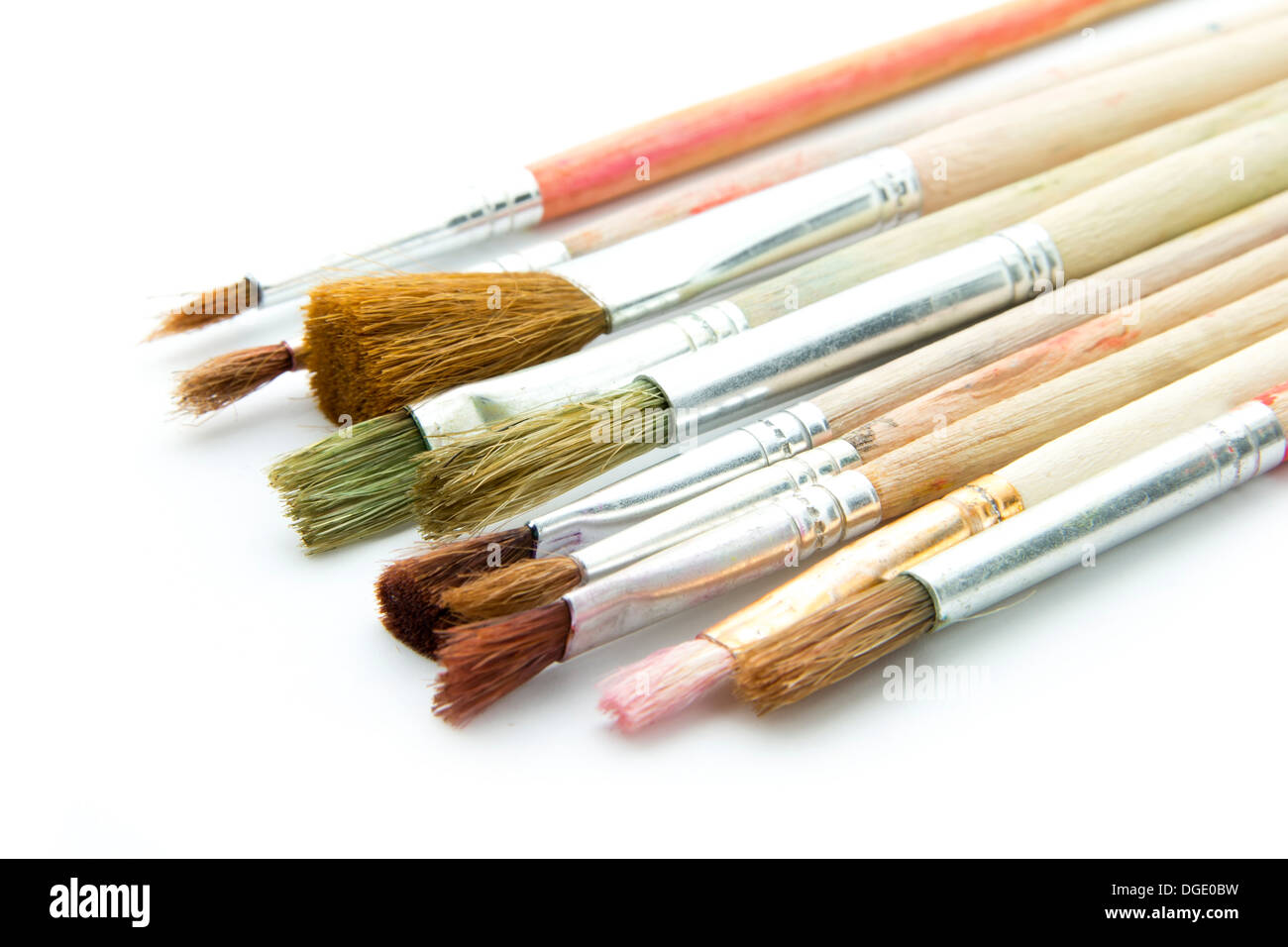 used old brushes isolated on white background Stock Photo - Alamy