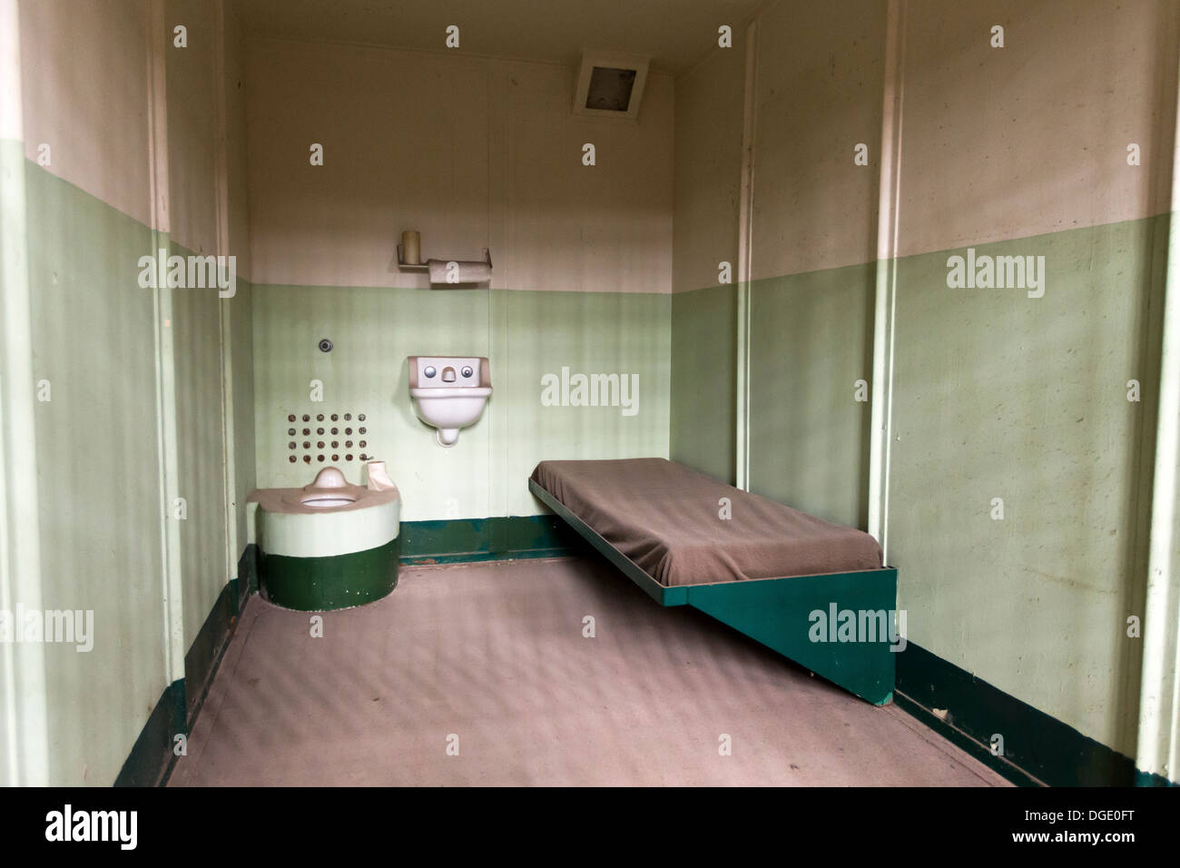 Prison cell on Alcatraz, San Francisco Bay, California, USA Stock Photo ...