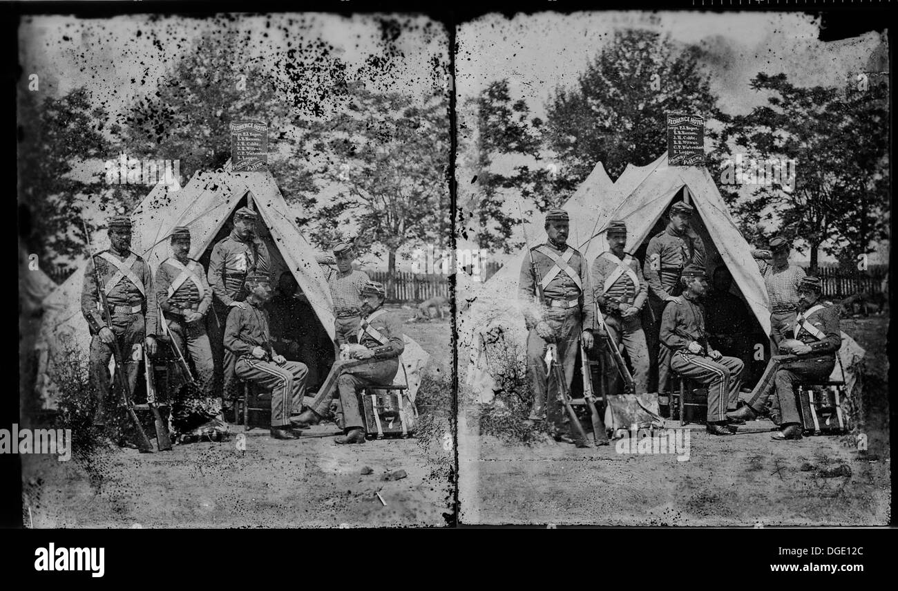 A group of soldiers from the 7th Infantry, part of the U.S. Army, posed ...