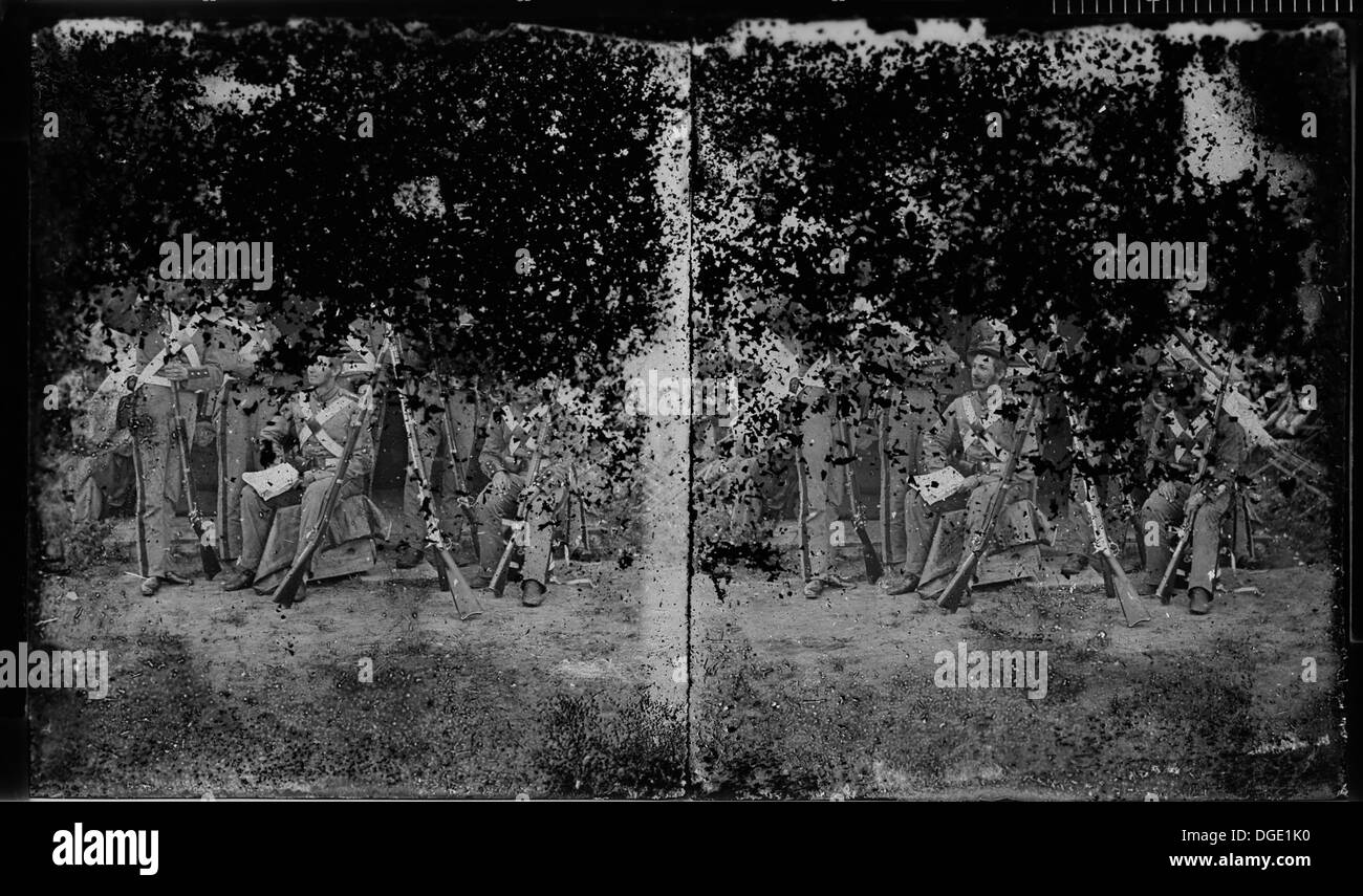 A group of soldiers, likely from a historic military campaign, are ...
