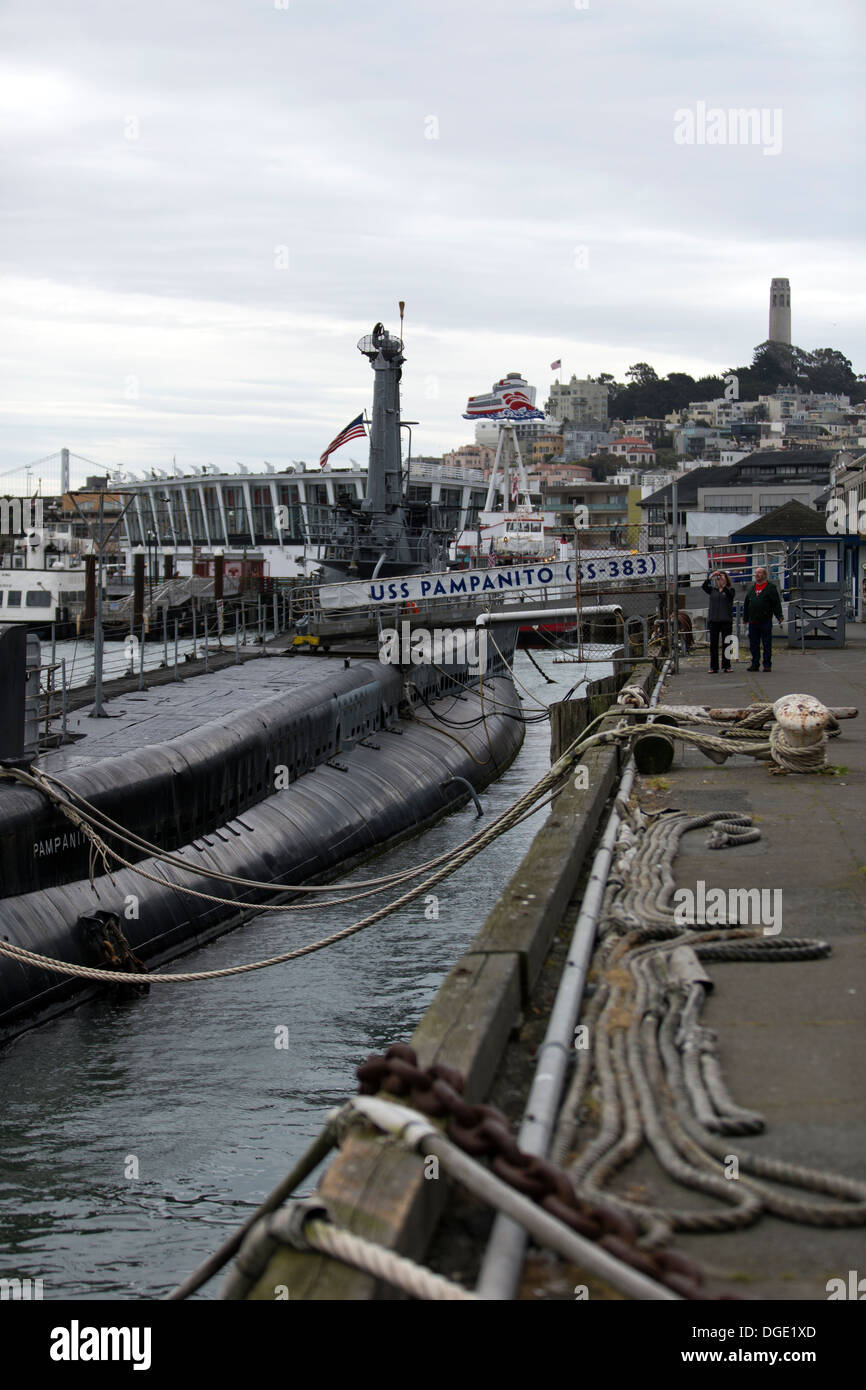 USS Pampanito a WW2 United States Navy submarine moored at Pier 45, San ...