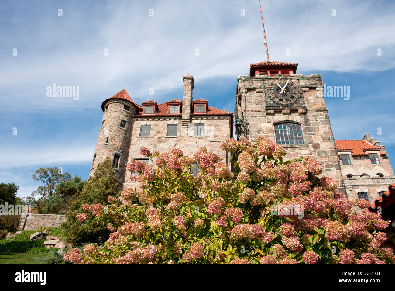 New York, St. Lawrence Seaway, Thousand Islands. Singer Castle on Dark ...