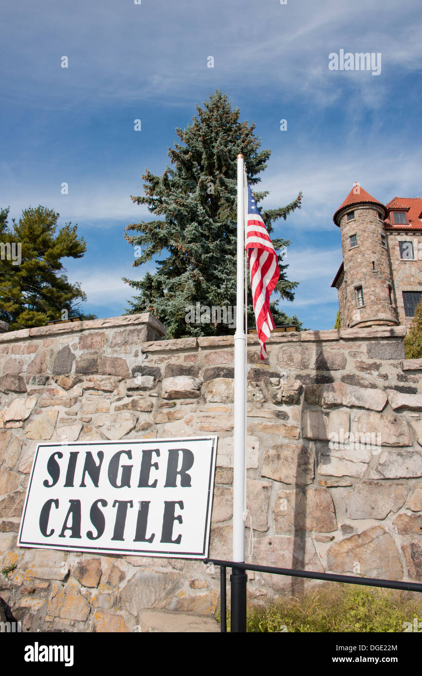New York, St. Lawrence Seaway, Thousand Islands. Singer Castle on Dark ...