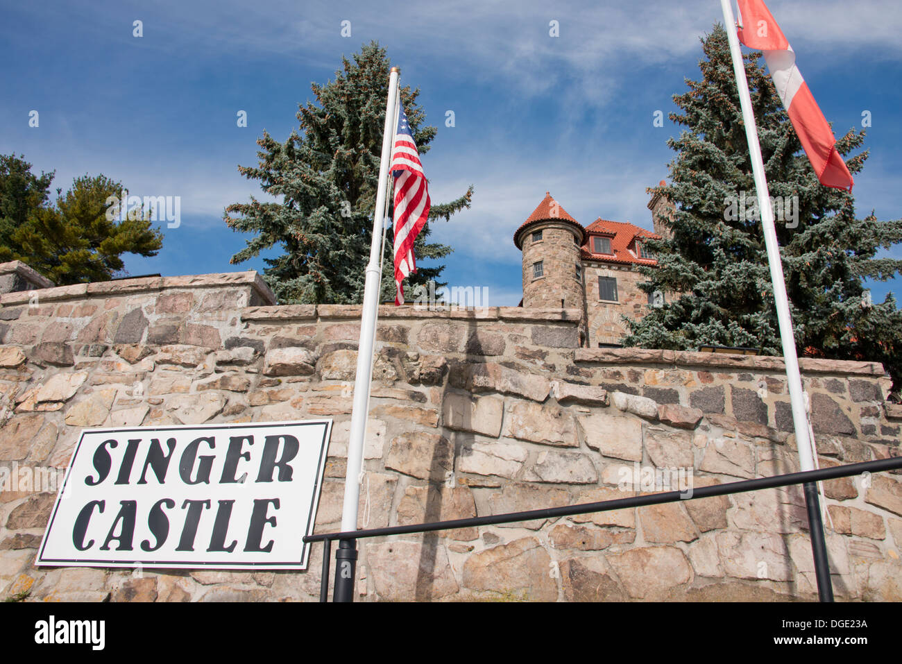 New York, St. Lawrence Seaway, Thousand Islands. Singer Castle on Dark ...