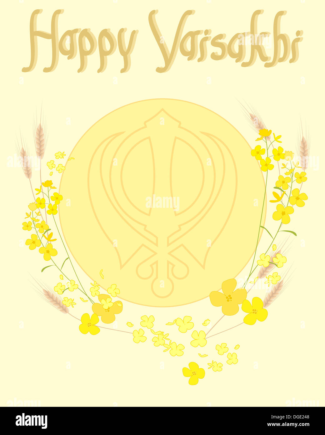 an illustration of ripe wheat and golden mustard flowers surrounding a ...