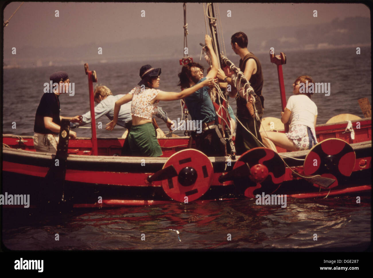A sailboat hoisting its sail on Chesapeake Bay, a popular location for ...