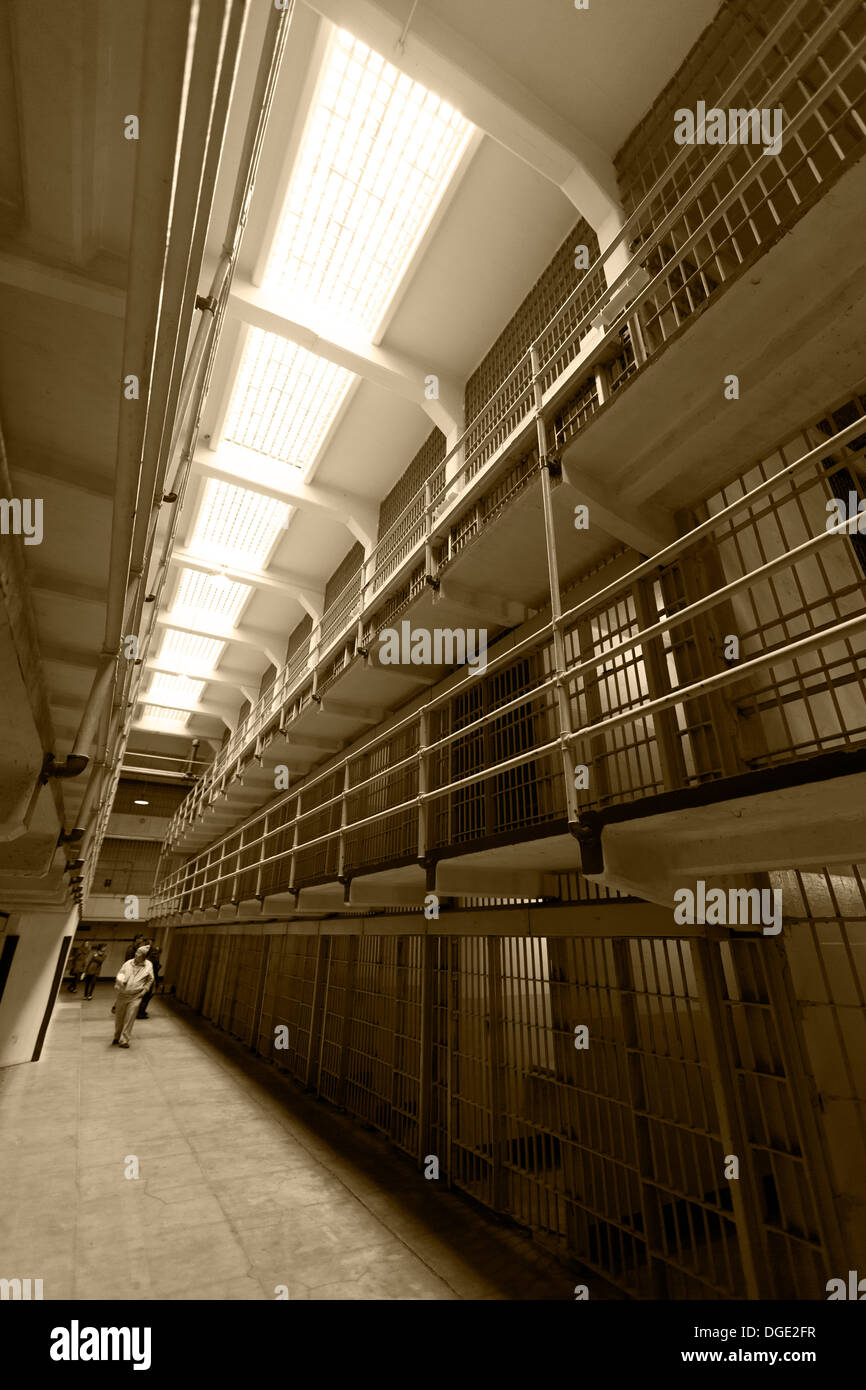 Prison cells on Alcatraz, San Francisco Bay, California, USA Stock ...
