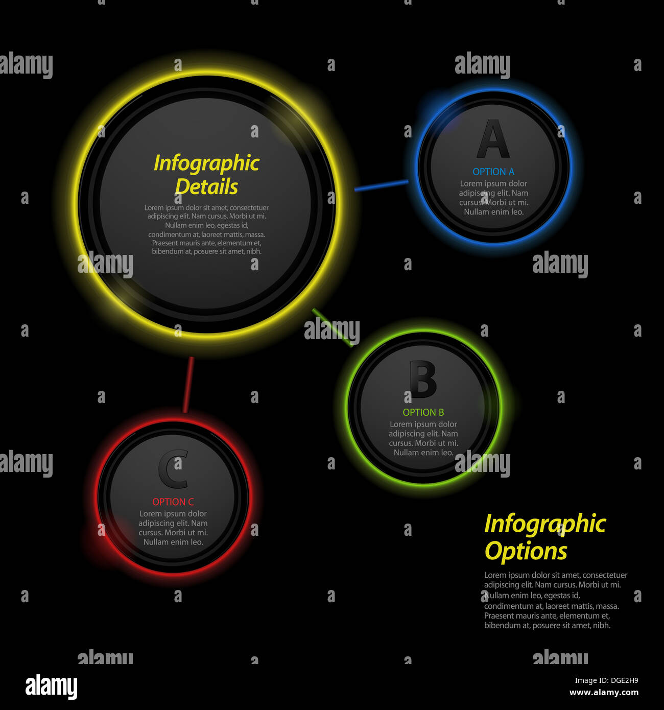 Glowing neon infographic circular background template with placement ...